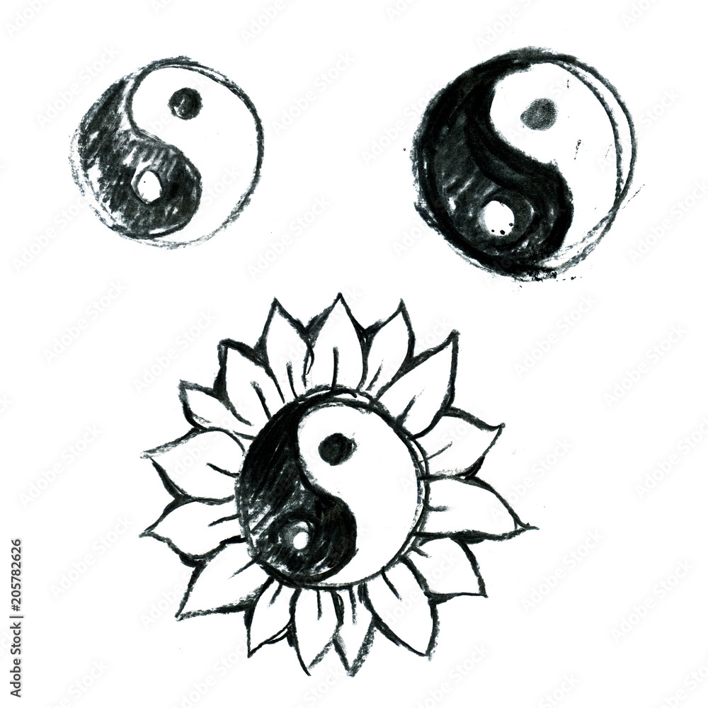 Yin Yang symbol drawing Stock Illustration | Adobe Stock