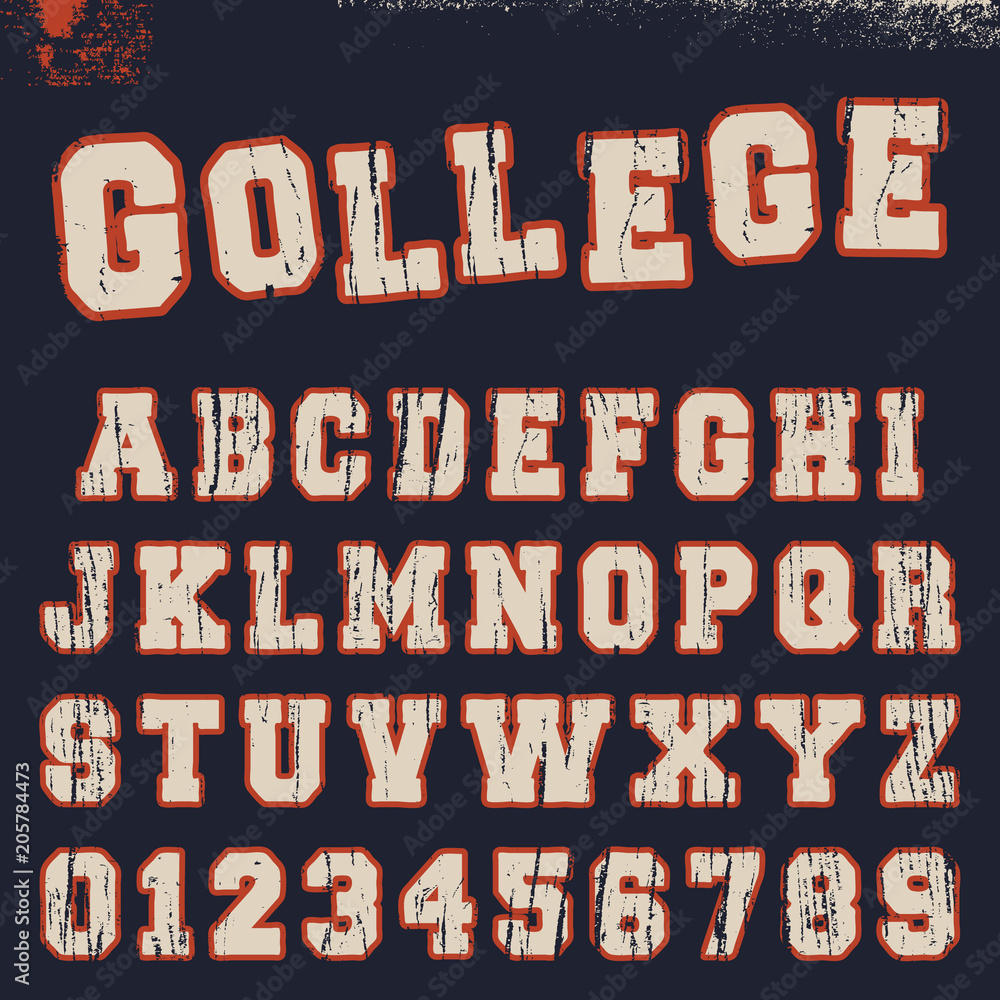 College alphabet font template Stock Vector | Adobe Stock