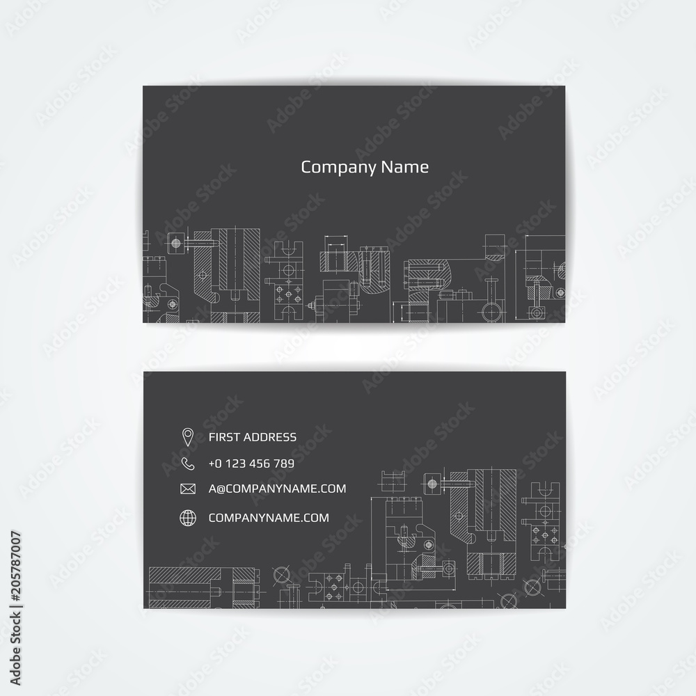 Engineering business card. Engineering drawings. vector illustration ...