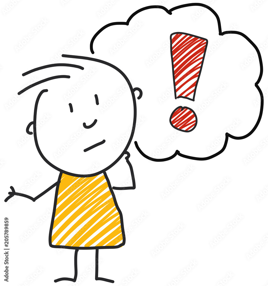 stick man standing and thinking bubble expression illustration yellow ...