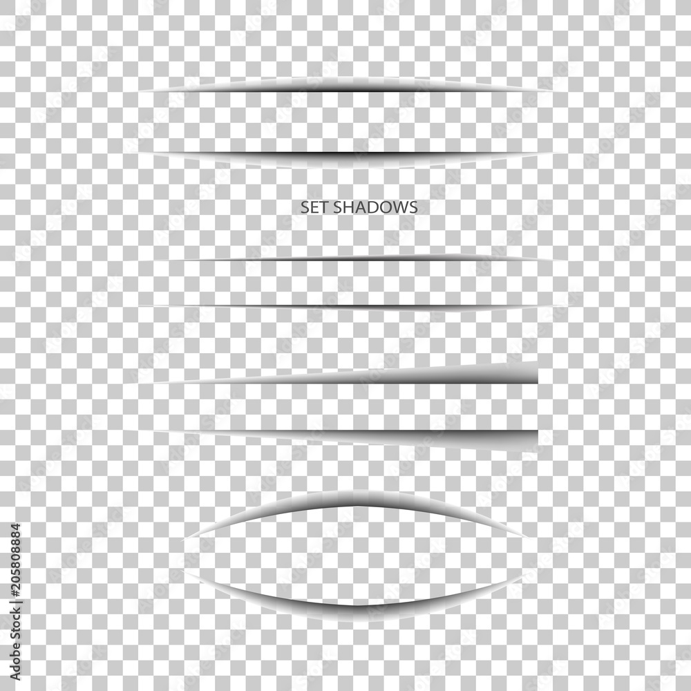 Vector set of transparent realistic shadow. Stock Vector | Adobe Stock