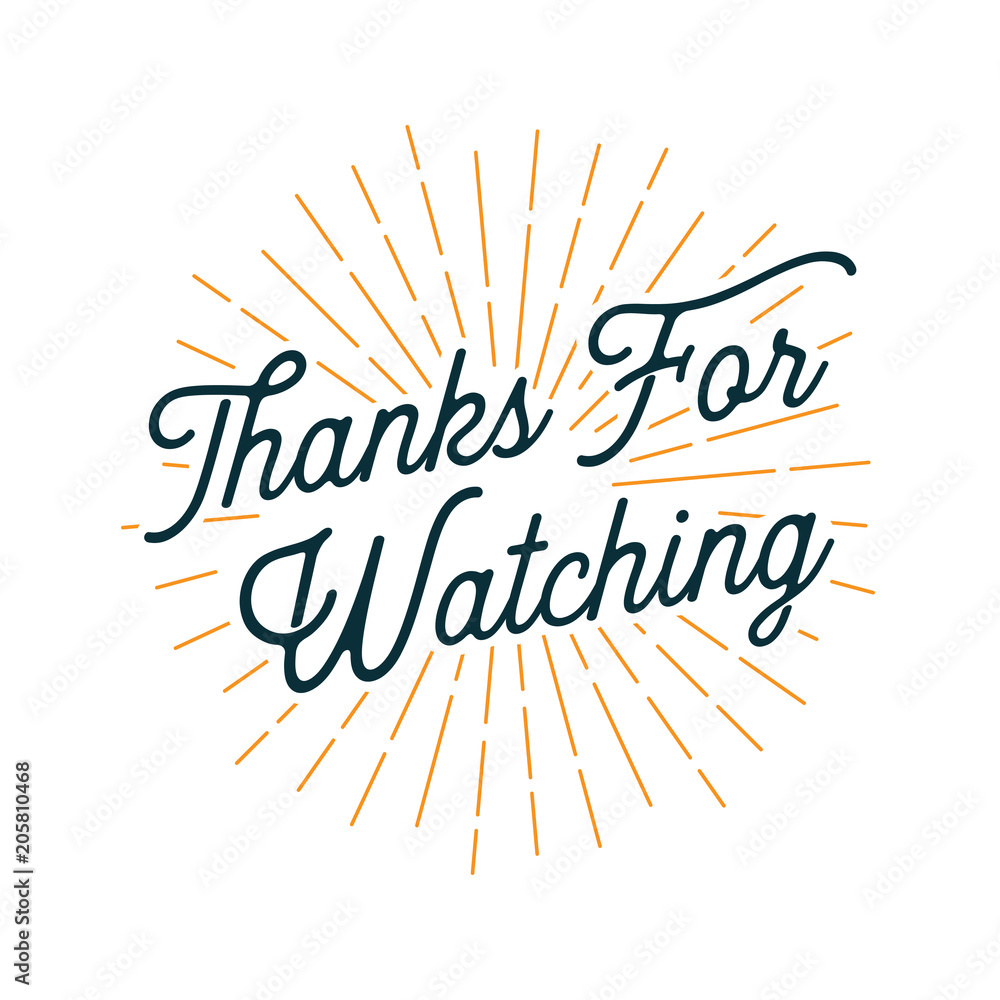 Thanks for Watching Card with Sunburst Stock Vector | Adobe Stock