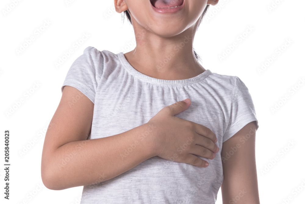 chest pain in child acute pain possible heart attack isolated on white ...