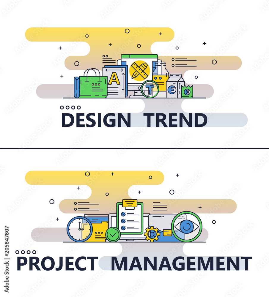 Vector line art design trend poster banner Stock Vector | Adobe Stock