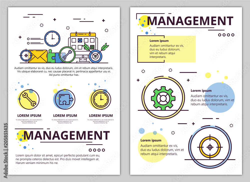Vector line art management poster banner template Stock Vector | Adobe ...
