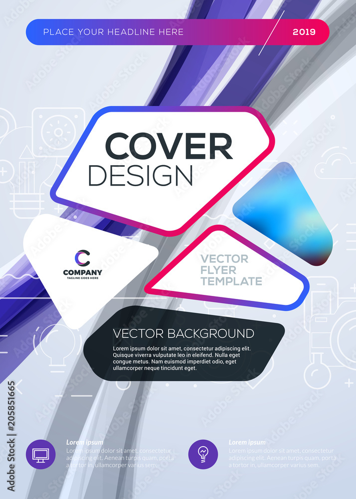 Vector business brochure cover design template. Abstract background ...