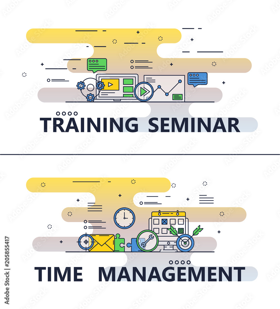 Vector line art training seminar poster banner Stock Vector | Adobe Stock