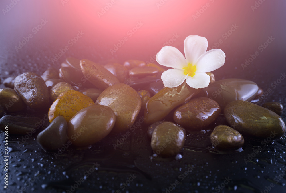 Relaxing ideas, lots of stones, a variety of sizes and shapes, f Stock ...