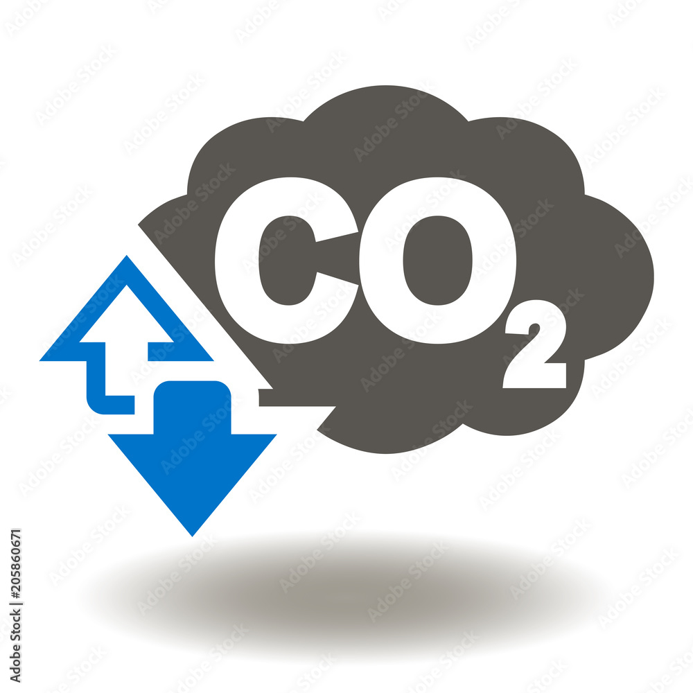 CO2 Icon. Cloud Carbon Dioxide Emissions Arrows Up Down Illustration ...