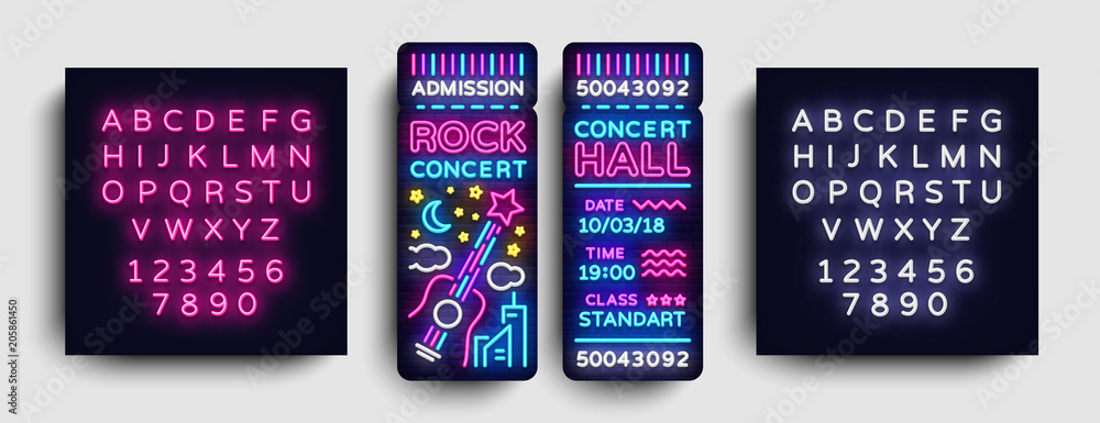Rock Concert Ticket Design Template in Modern Trend Style. Concert ...
