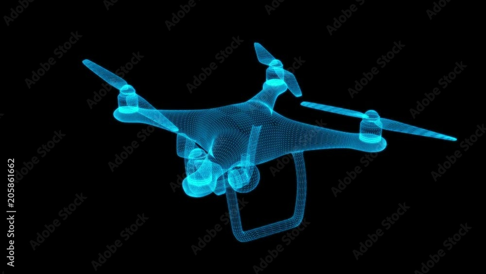 Remote control air drone. Dron flying with action video camera ...
