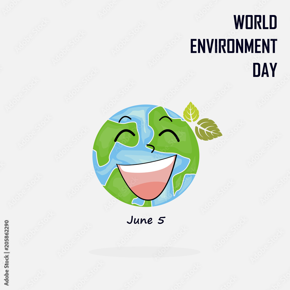 World Environment day concept vector logo design template.June 5st ...