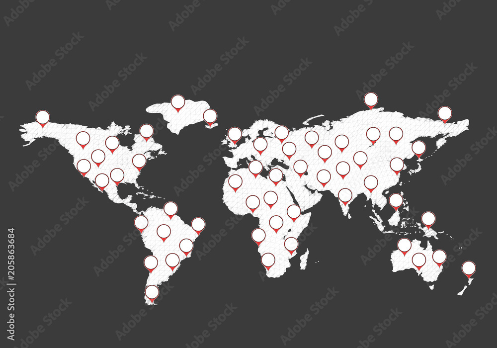 Map of the world with destinations Stock Vector | Adobe Stock