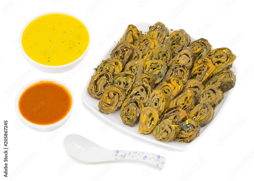 Indian Spicy Food Patra Also Called Paatra, Alu Vadi or Patrode is a ...