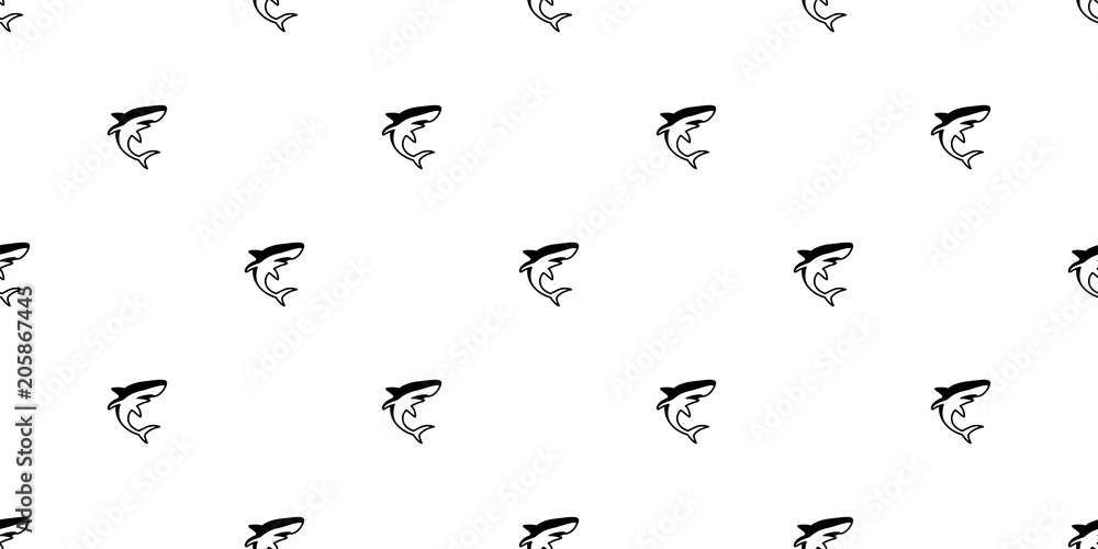shark seamless pattern vector dolphin whale isolated ocean wave island ...