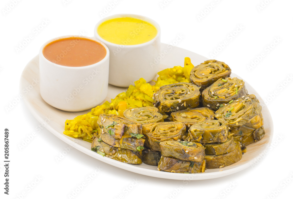 Indian Spicy Food Patra Also Called Paatra, Alu Vadi or Patrode is a ...