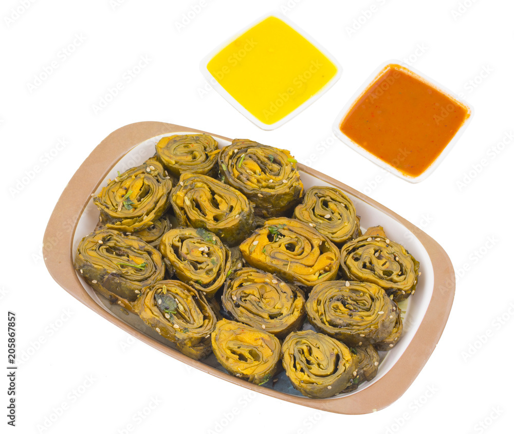 Indian Spicy Food Patra Also Called Paatra, Alu Vadi or Patrode is a ...