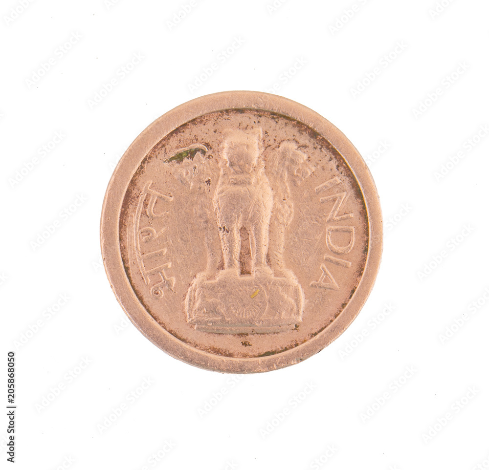 Indian Currency or Indian old Coin 1 Paisa 1960 isolated on White ...