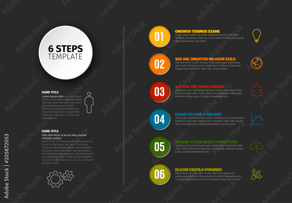 Vector progress six steps template Stock Vector | Adobe Stock