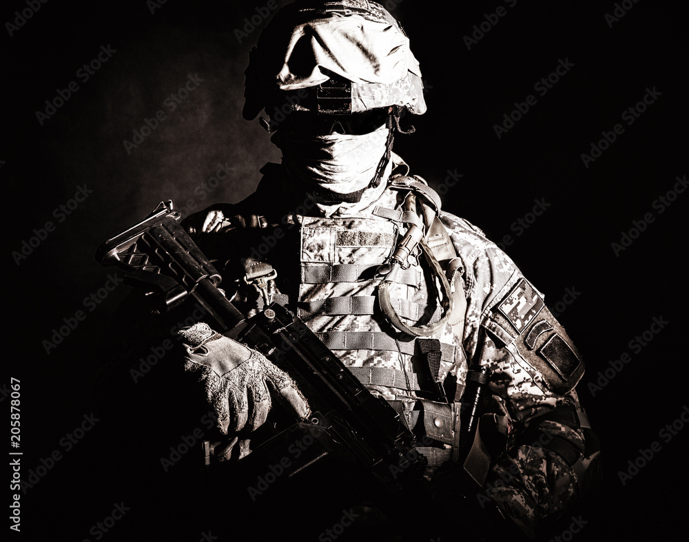 Half length portrait of special operations forces soldier, private ...