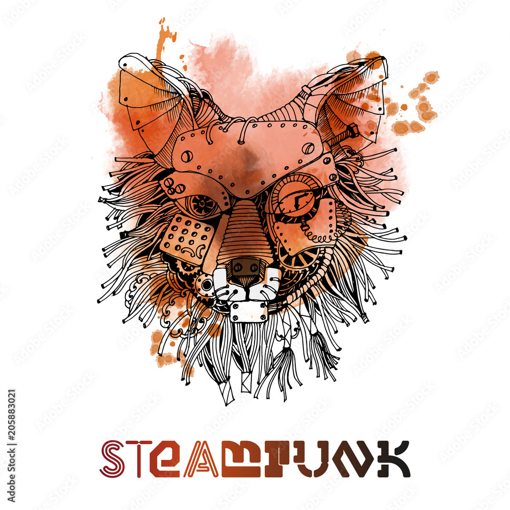 Steampunk Fox Drawing