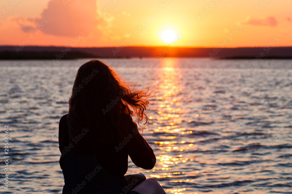 Girl On Beach Sunset