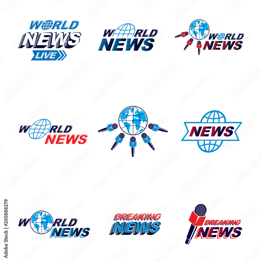 Set of public relations concept and press conference theme vector ...