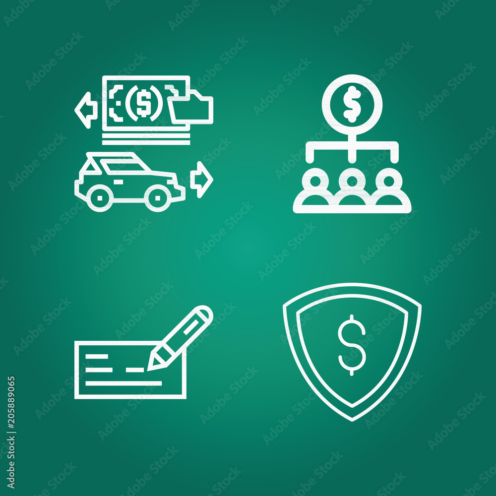 Outline money 4 vector icons set. 4 icons page symbol for your web site ...