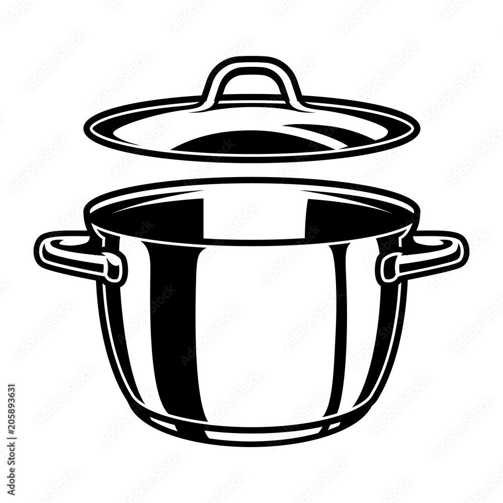 Monochrome kitchen pan template Stock Vector | Adobe Stock