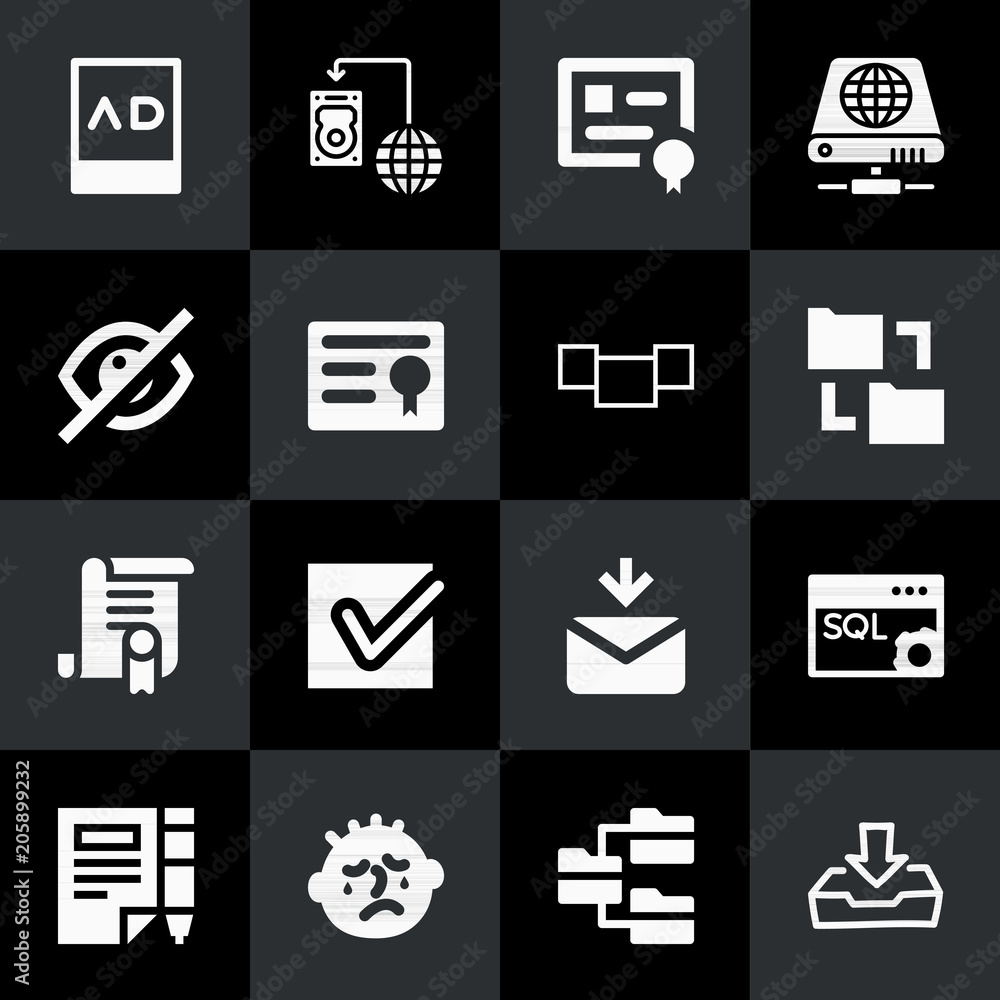 Filled interface 16 vector icons set. 16 icons page symbol for your web ...