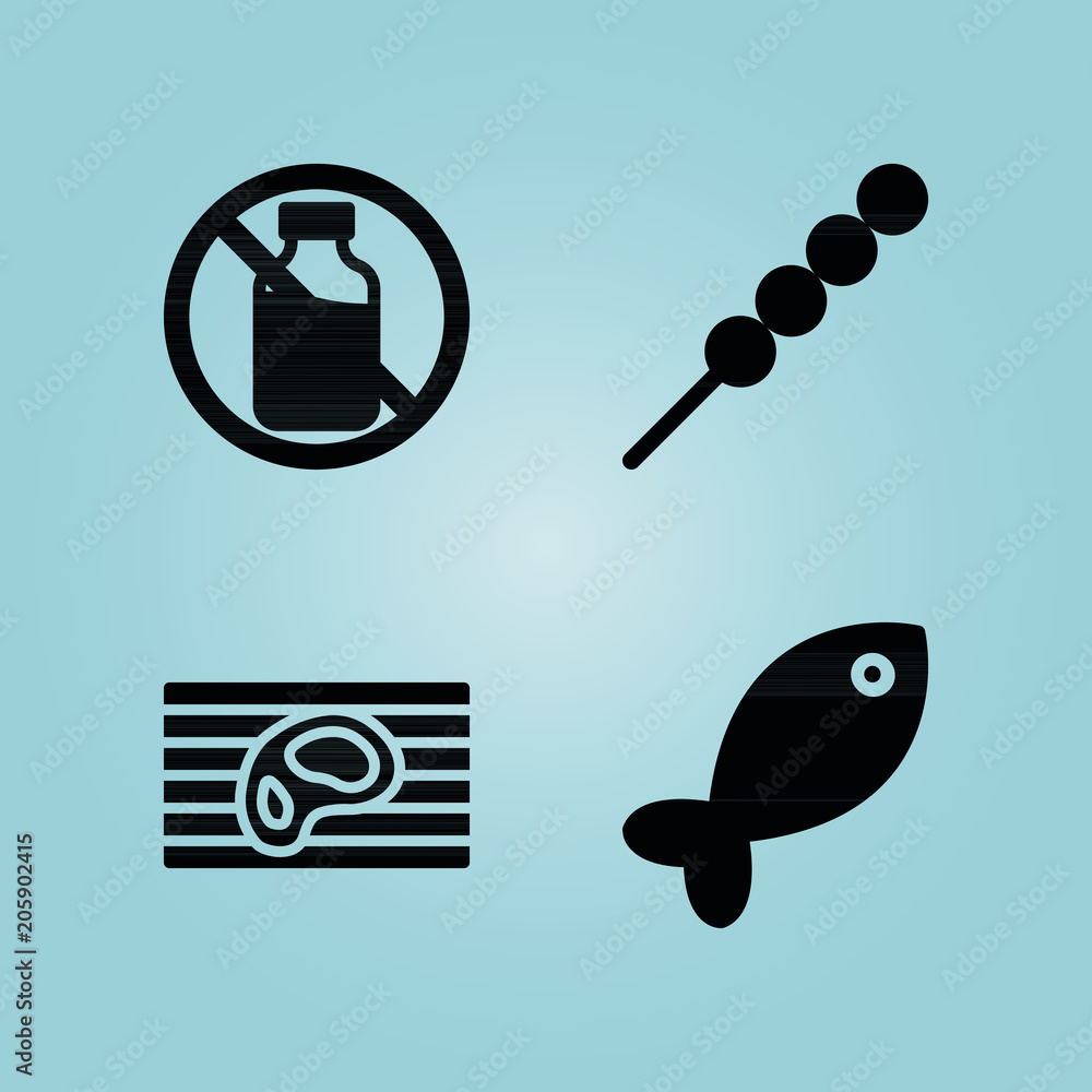 Filled food 4 vector icons set. 4 icons page symbol for your web site ...