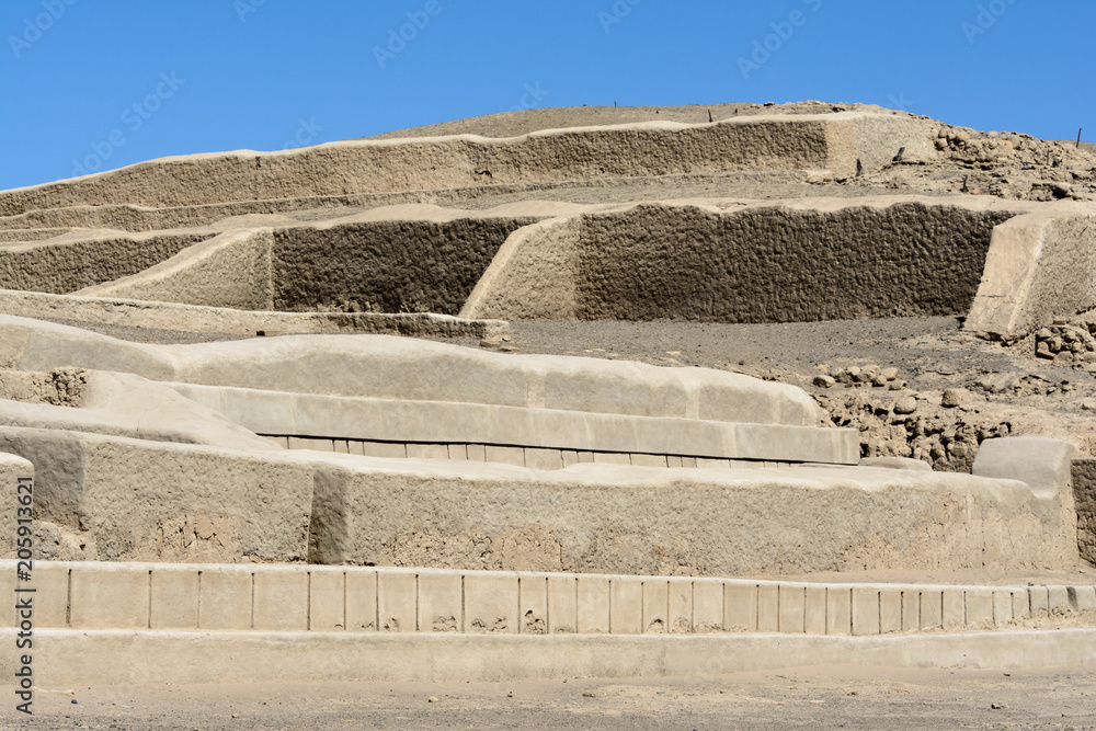 Adobe pyramid at Cahuachi, the main ceremonial center of Nazca culture ...