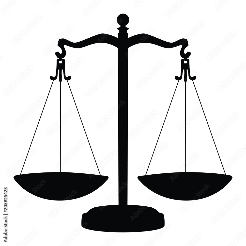 A black and white silhouette of a set of scales Stock Vector | Adobe Stock