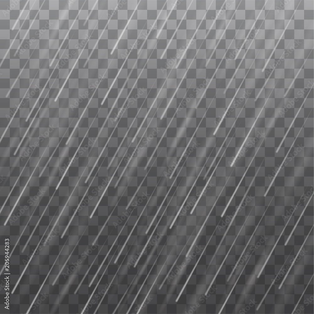 Vector realistic heavy rain texture isolated on transparent background เวกเตอร์สต็อก | Adobe Stock