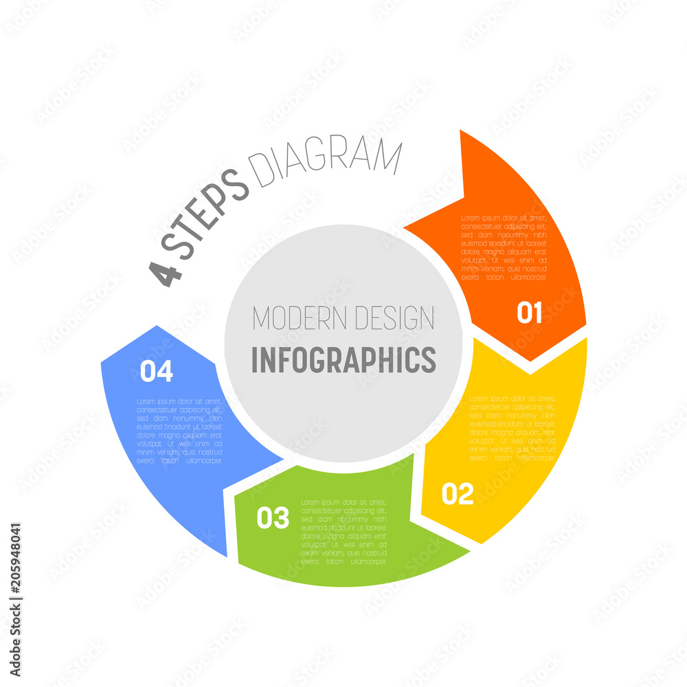 4 step process modern infographic diagram. Graph template of four ...