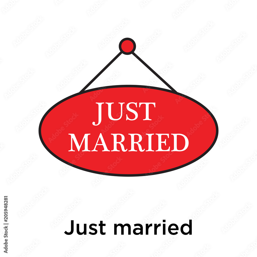 Just married icon vector sign and symbol isolated on white background ...