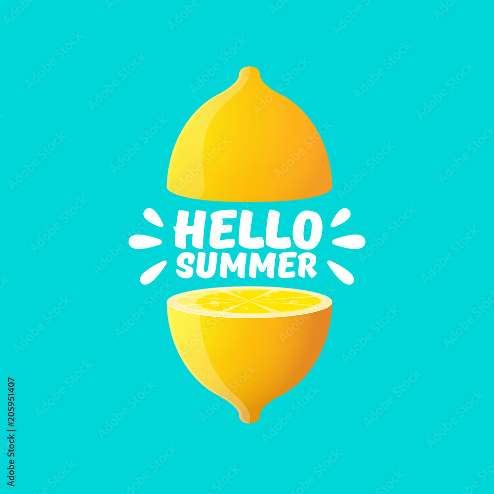 Vector Hello Summer Beach Party Flyer Design template with fresh lemon ...