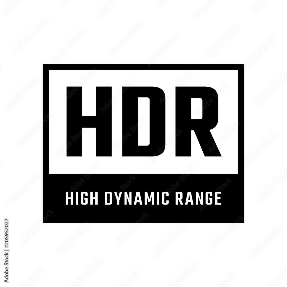 High dynamic range symbol, mark for wide range color display Stock ...