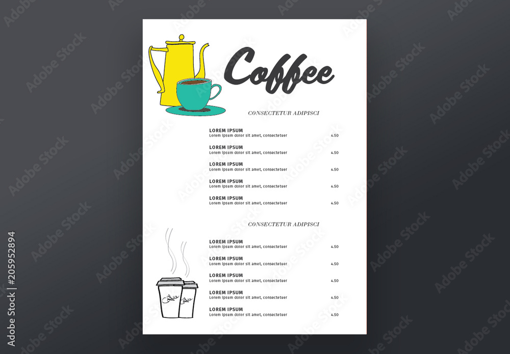 Coffee Shop Menu Layout Stock Template | Adobe Stock