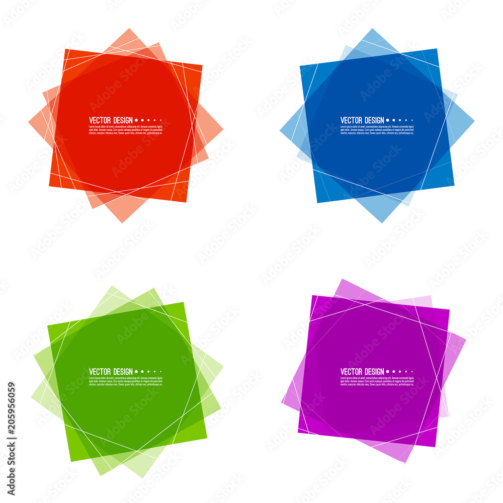 Vector set of colored banners from rectangular transparent intersecting ...