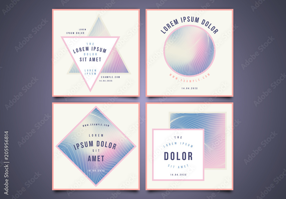 4 Social Media Post Layouts with Geometric Elements Stock Template ...