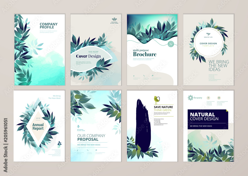 Set of brochure and annual report cover design templates on the subject ...