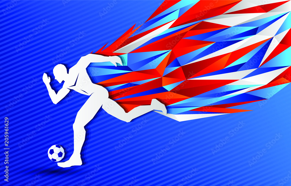 Soccer Football player with modern color background design Stock Vector ...