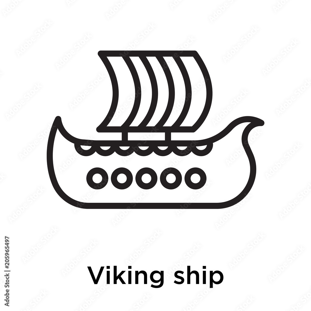 Viking ship icon vector sign and symbol isolated on white background ...