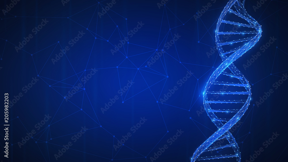 DNA technology futuristic hud background with spiral chain of ...