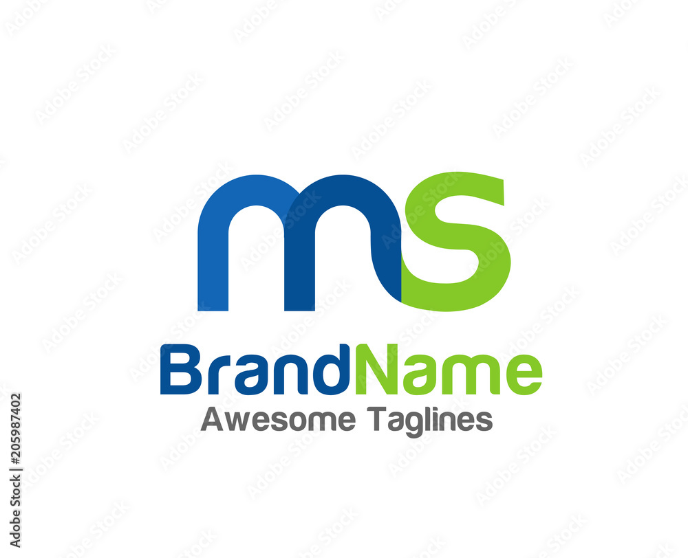 creative Letter MS logo color design elements. simple letter MS letter ...