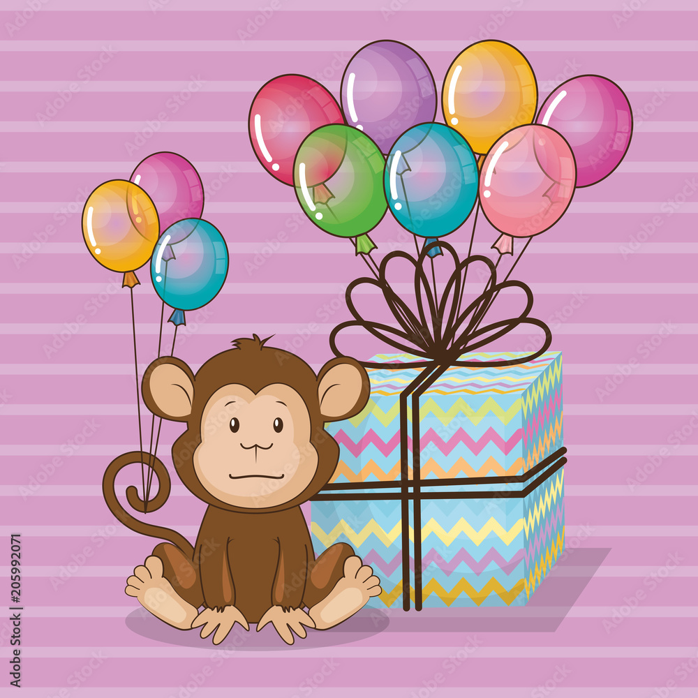 Cute Monkey Birthday Clip Art