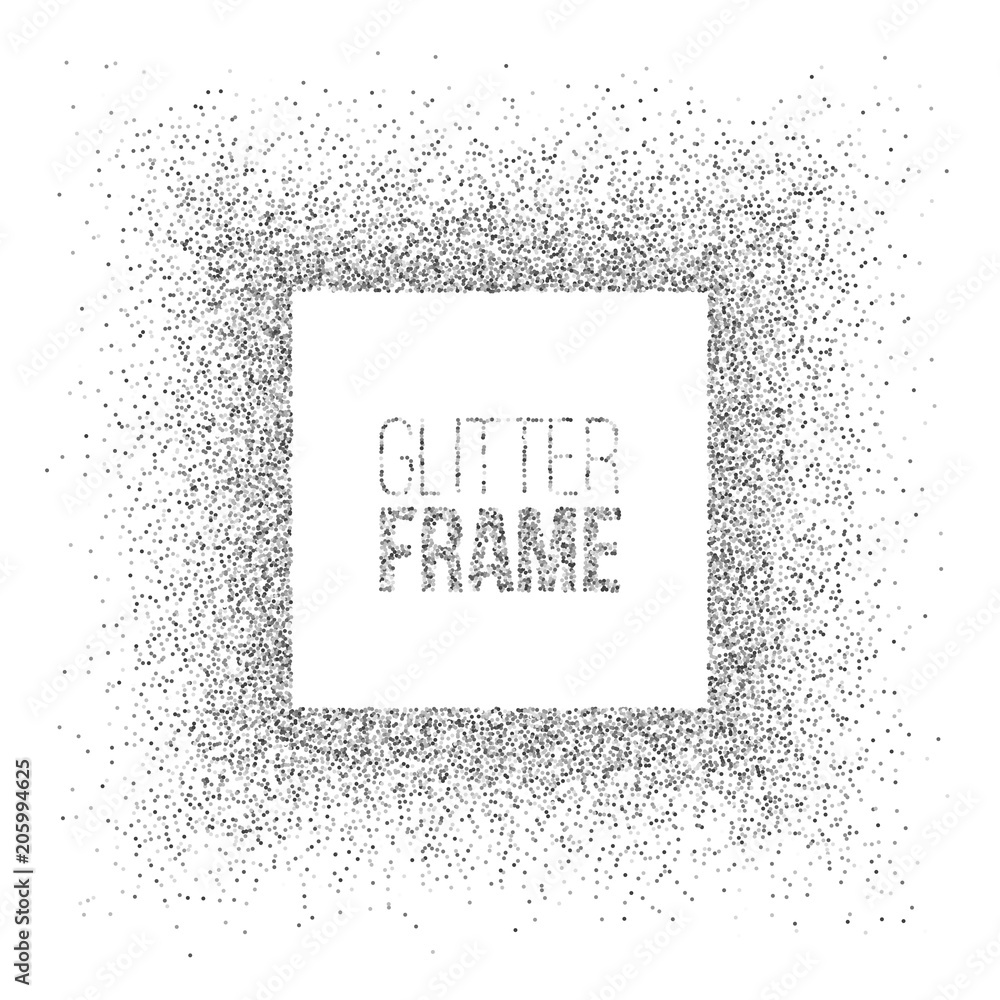 Vector square frame made of silver glitter isolated on white background ...