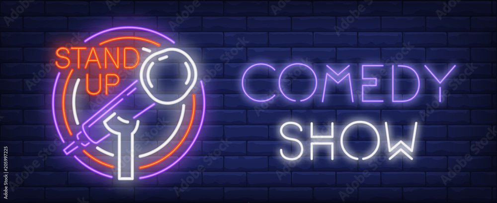 Comedy show neon sign Stock Vector | Adobe Stock