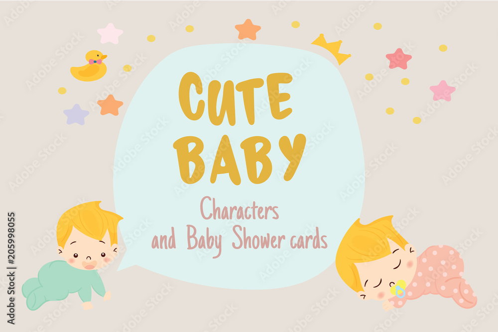 cute girl for baby shower invitation card design template Stock Vector ...